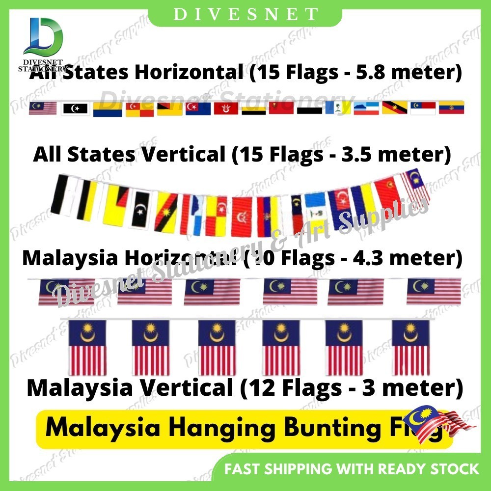 Malaysia Flag Line Hanging Bunting Flag State Flag Bendera Malaysia ...