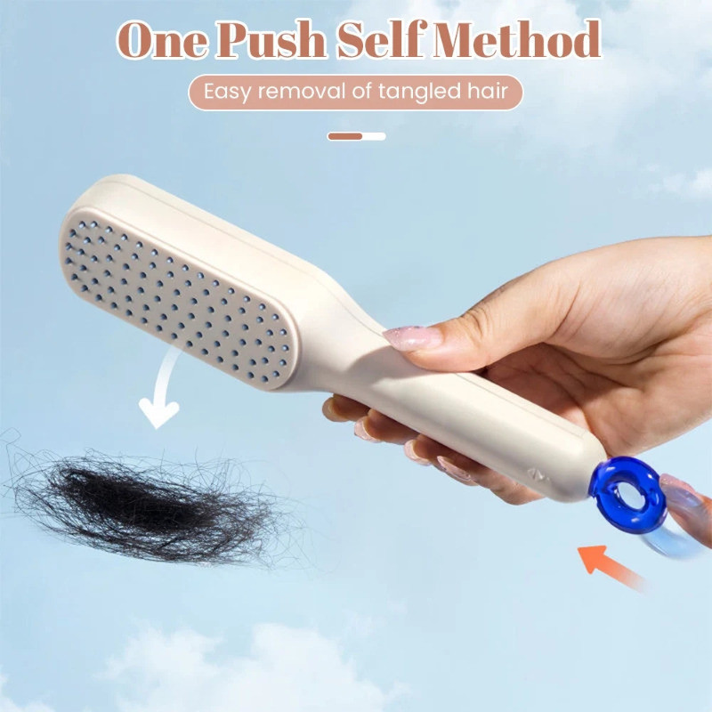 Self-Cleaning Hair Brush - Women Smooth Hair Comb - Retractable ...