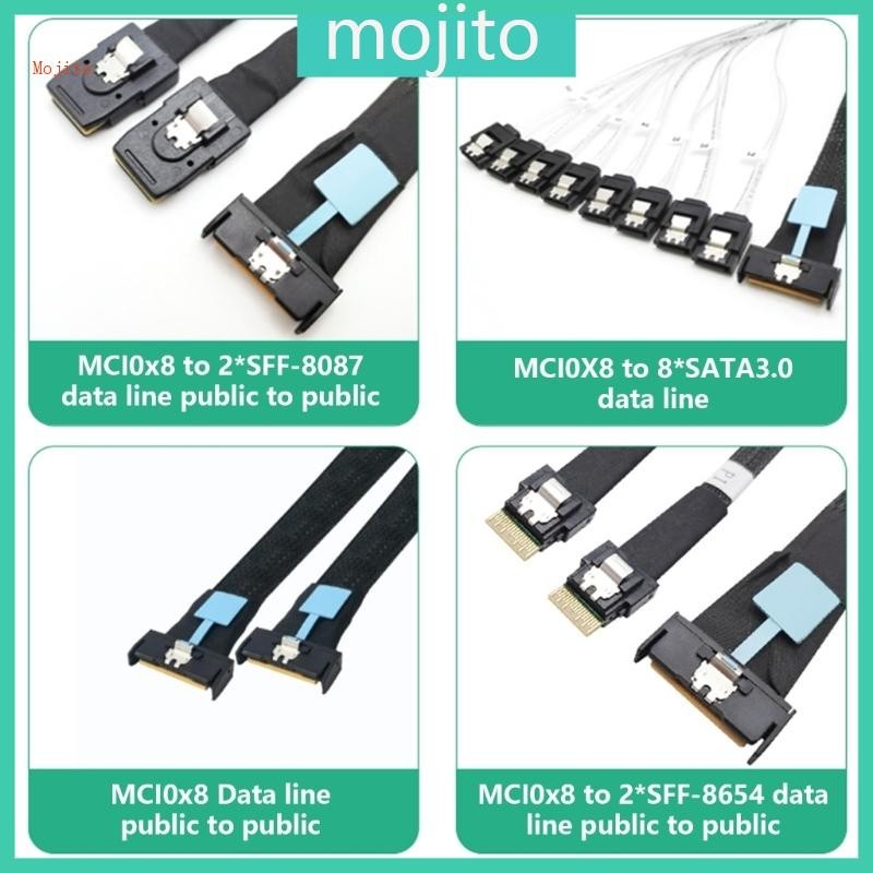 Mojito Slim MCIO 8i 74P Male To 8xSATA Male Server Cable PCIE5 0 Server ...