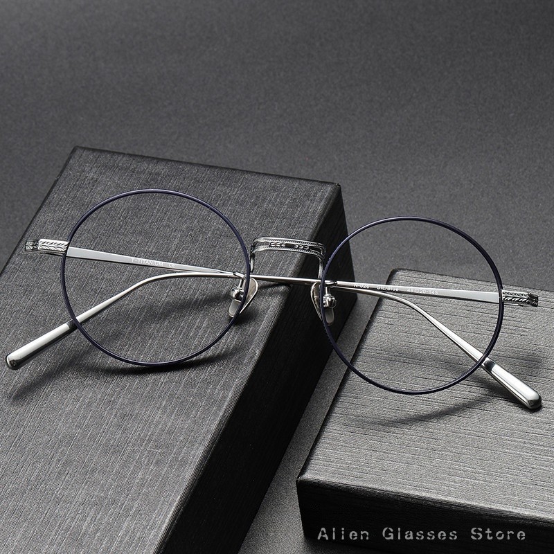 Light Pure Titanium Glasses Frame Retro Handmade Eyewear Men Women ...