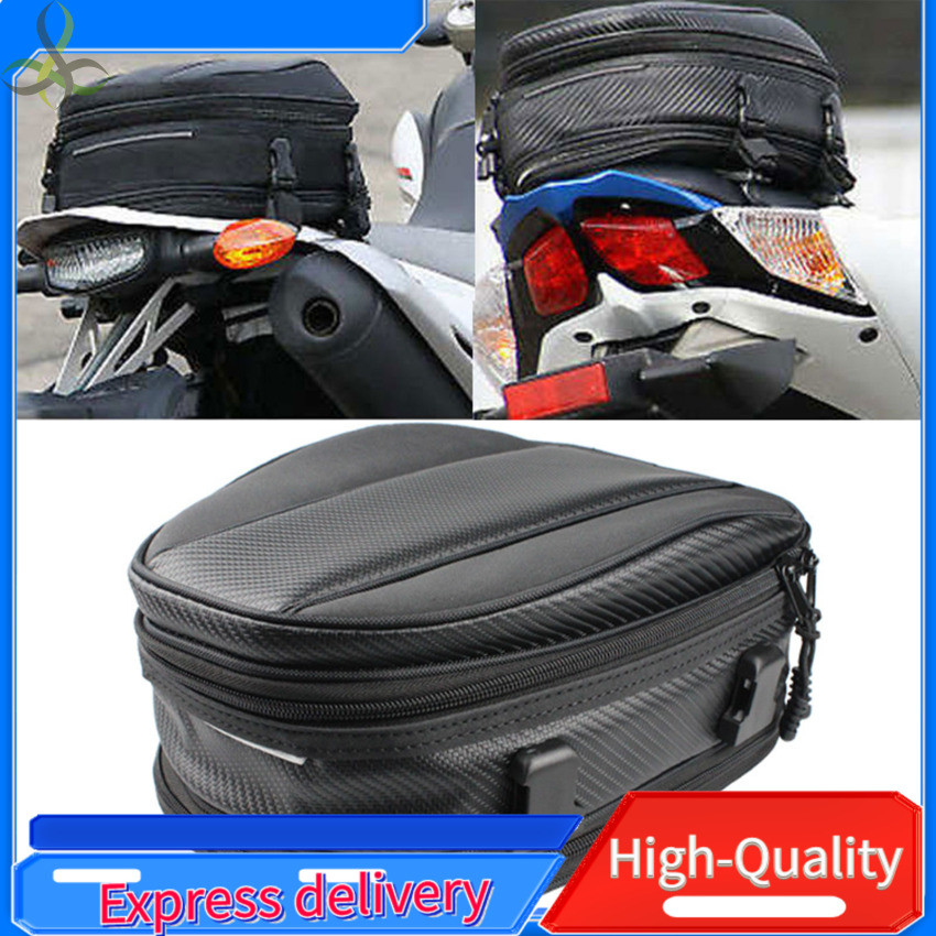 Motorcycle Rear Seat Bag Waterproof Back Saddle Helmet Tail Luggage ...