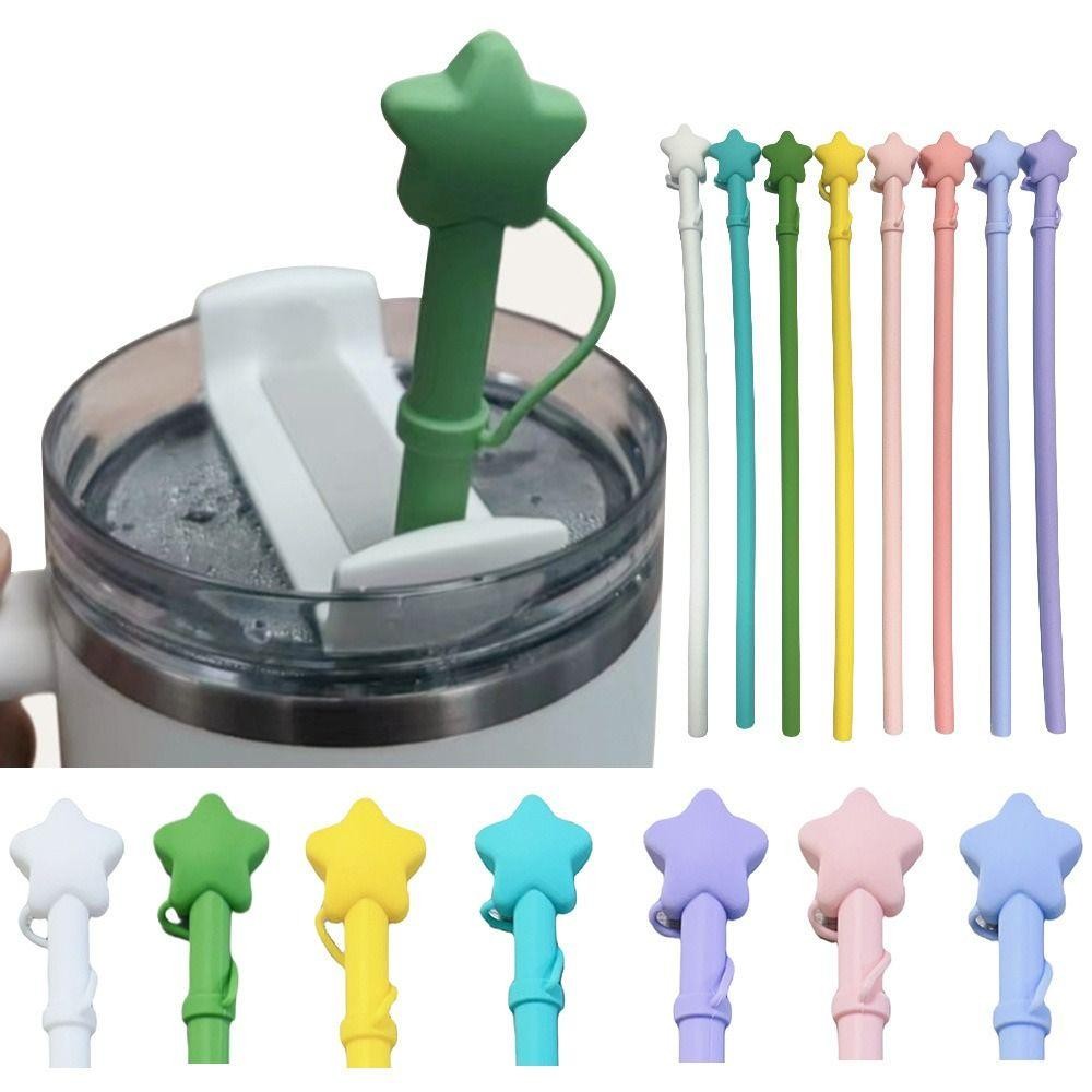 OTUINSG Star Silicone Straw, Replacement with Star Straws Cover Cap ...