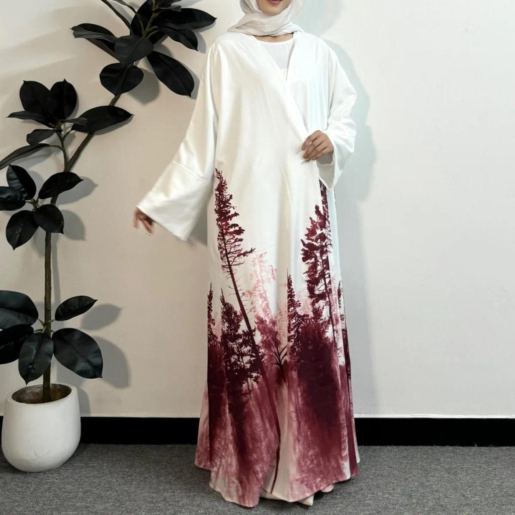 Open Front Abaya Muslim Kaftan Women Ombre Ramadan Maxi Length Dresses ...