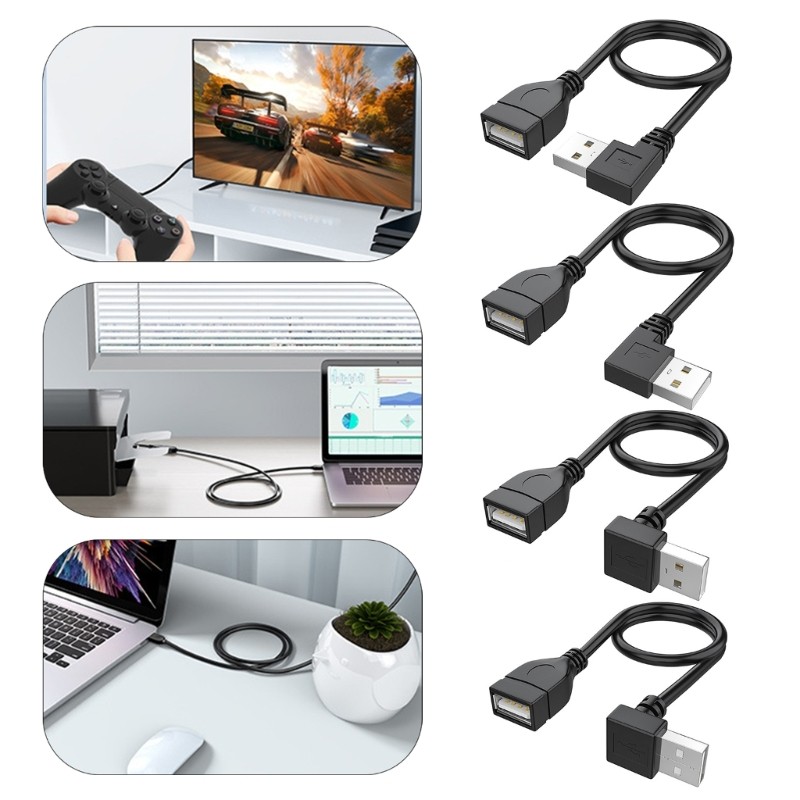 R* 90 Degree Angled USB 2 0 Extension Cable Right Left Up Down Angles Space Saving | Shopee Malaysia