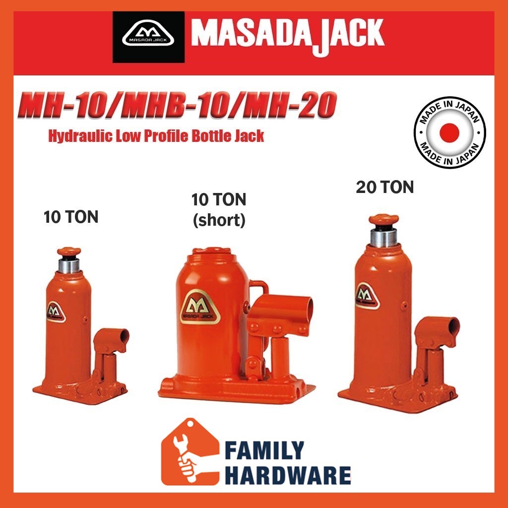 MASADA JACK MH-10 MHB-10 MH-20 10TON 20TON Hydraulic Low Profile Bottle ...