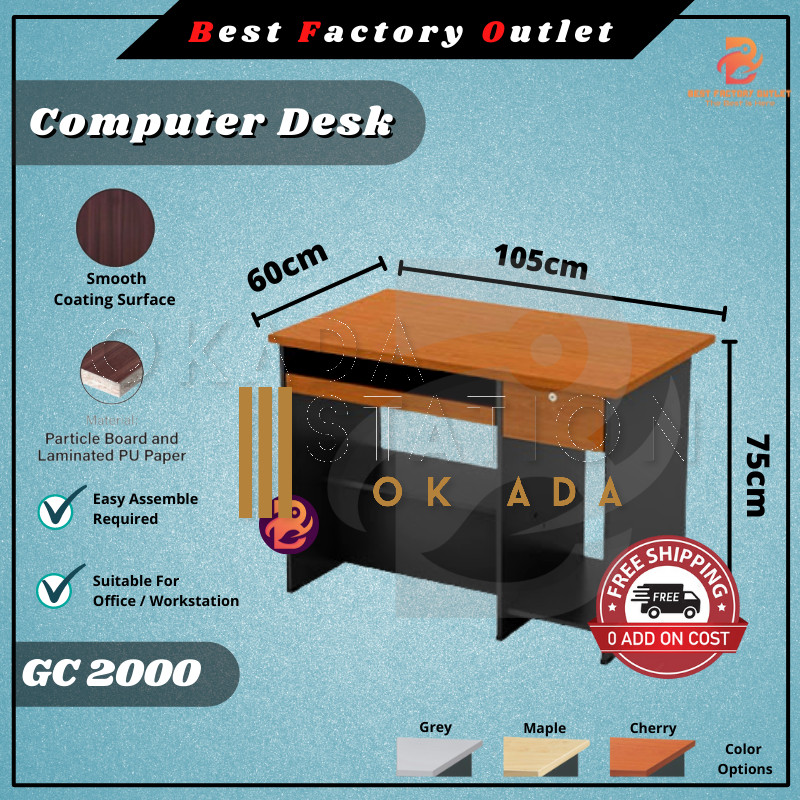 GC 2000 Computer Table / 1050W / Meja Komputer / Office Table / Meja ...
