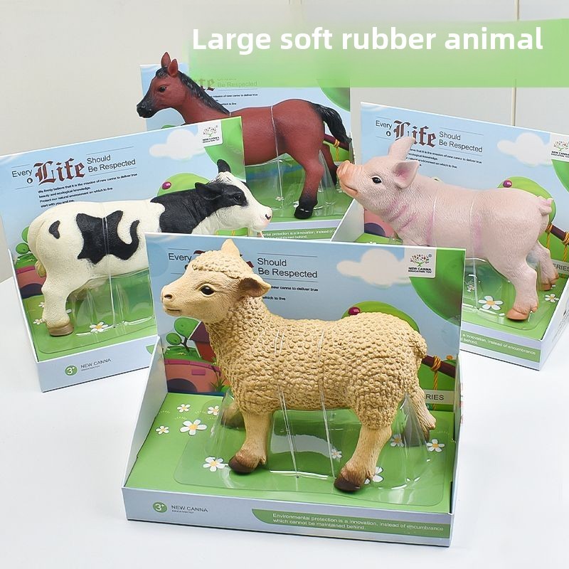 Genuine Soft Rubber Farm Wild Animal Elephant Panda Sheep Milk Cattle ...