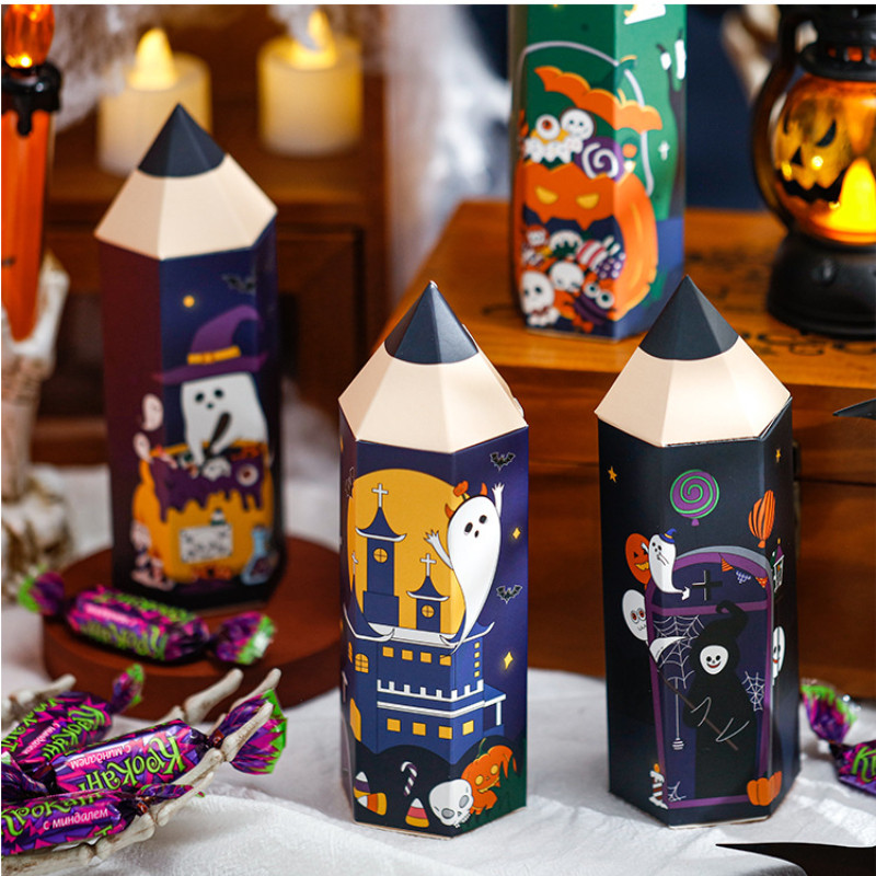 Halloween Pencil Shaped Box Pumpkin Castle Halloween Decoration Boxes ...