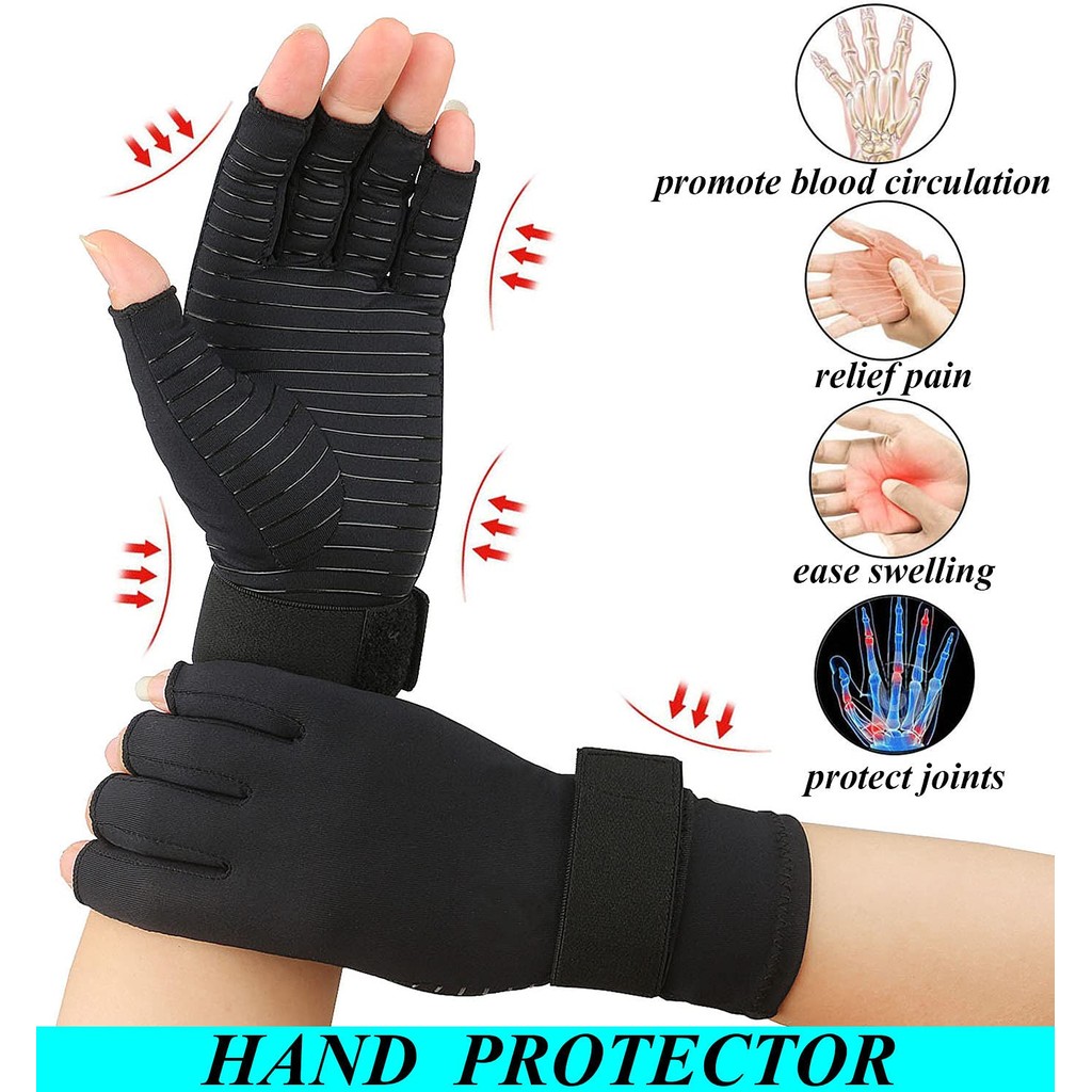 1Pair Medical Arthritis Gloves with Strap,Open Finger Glove Hand Wrist ...