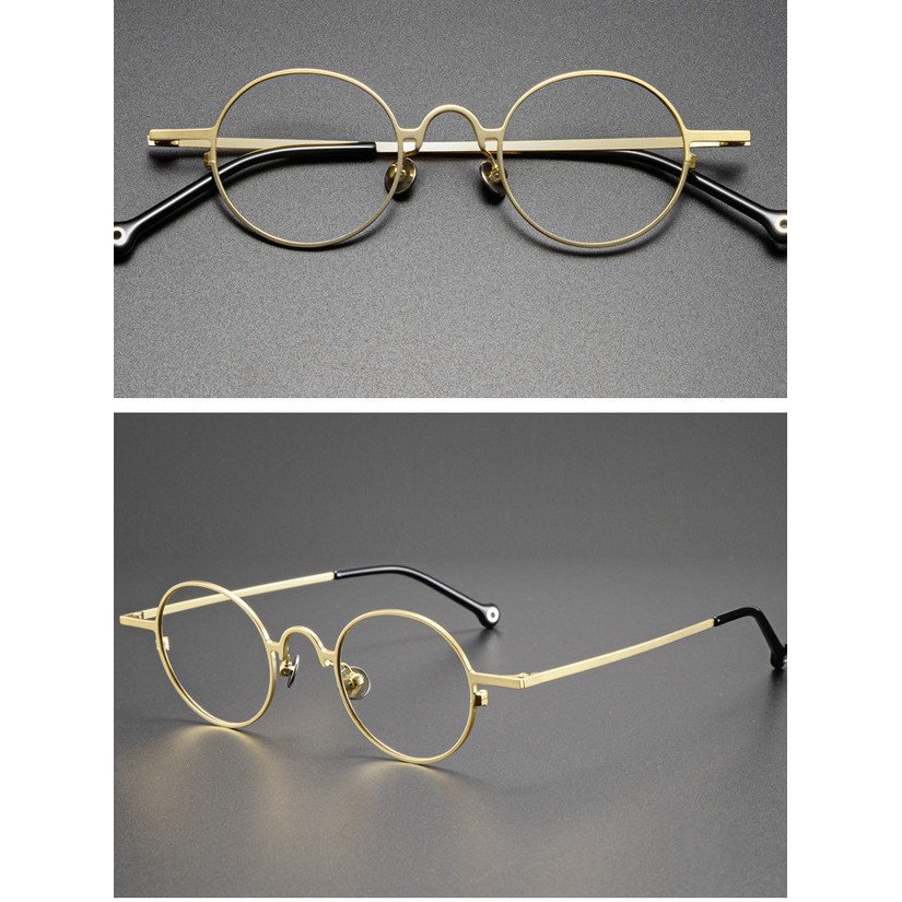 Retro Titanium Glasses Frame Small Round Eyeglasses Men Women Ultra ...