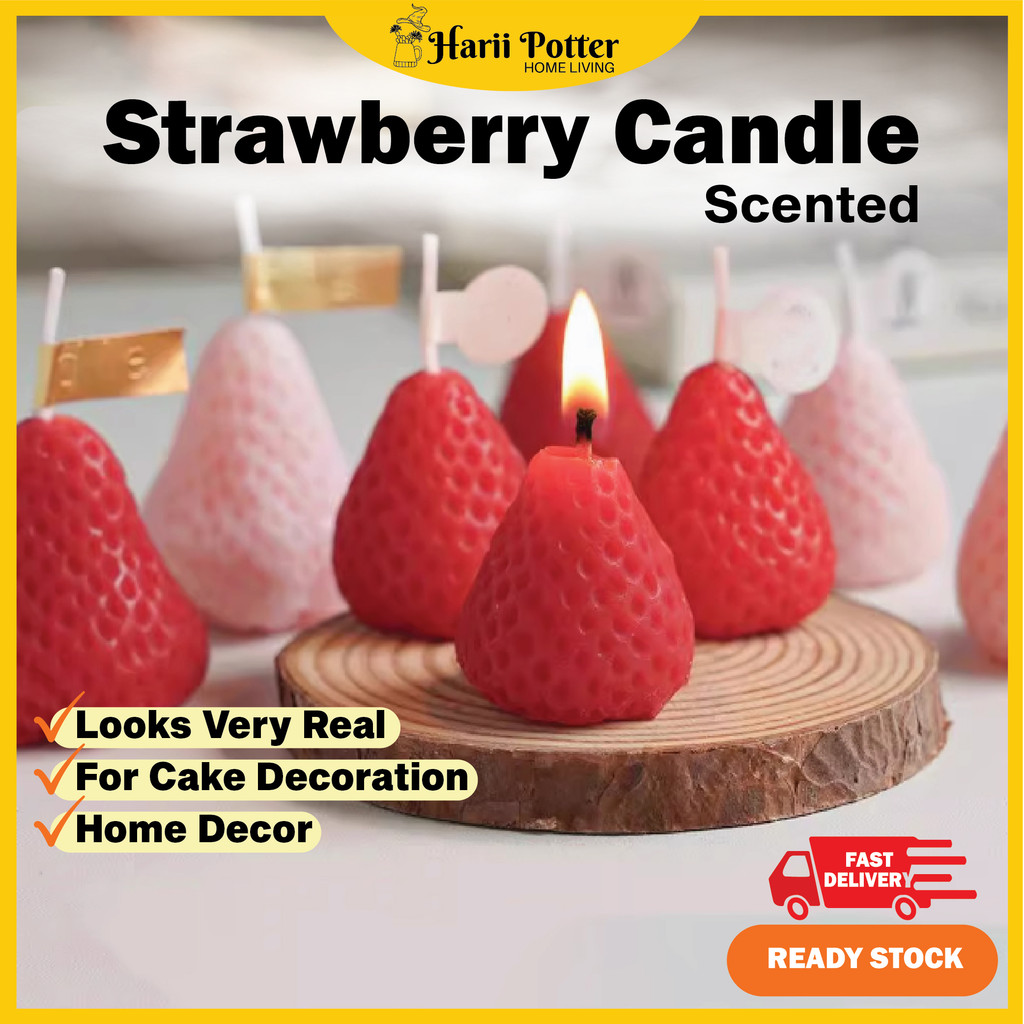 Strawberry Candle Scented Candle Lilin Wangi Lilin Birthday Aesthetic ...