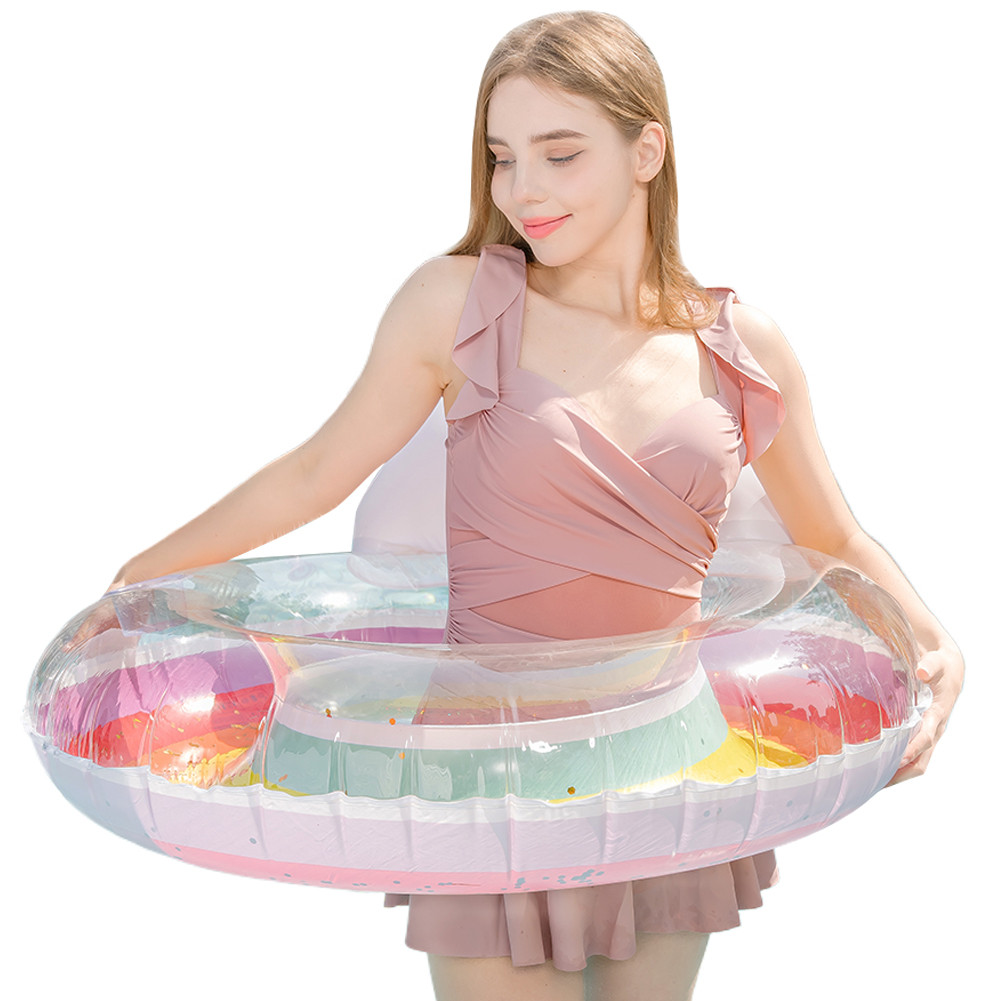 1/2 Person Inflatable Swim Ring PVC Pool Floats Rainbow Sequin for ...