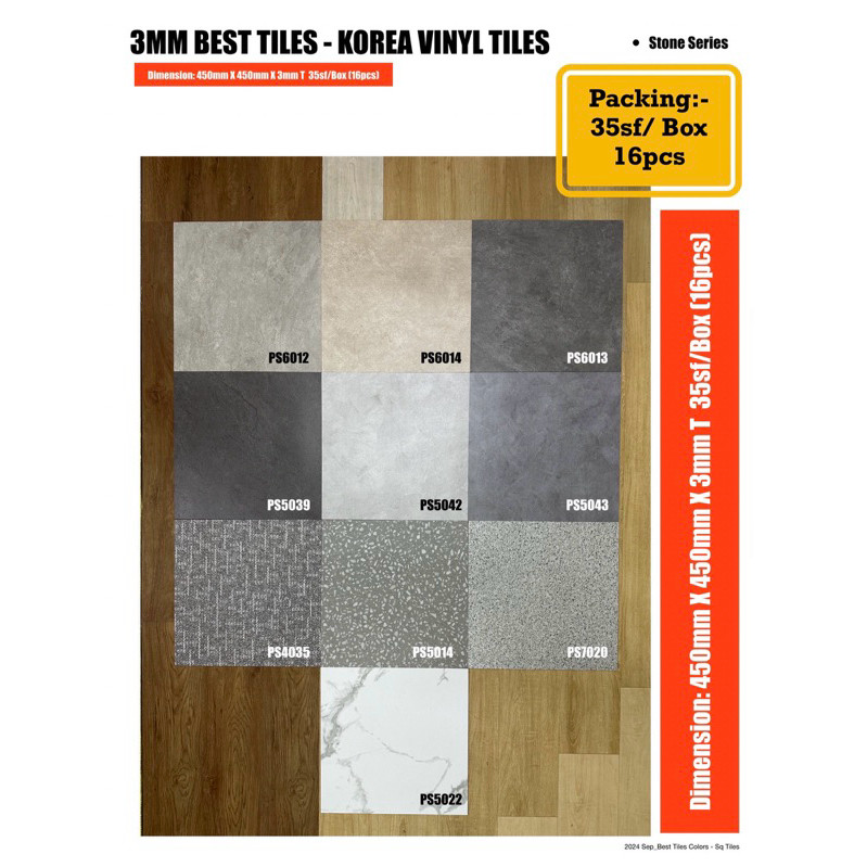 3mm Best Tiles (Korea Vinyl Tiles) | Dimension: 450 X 450mm X 3mm T ...