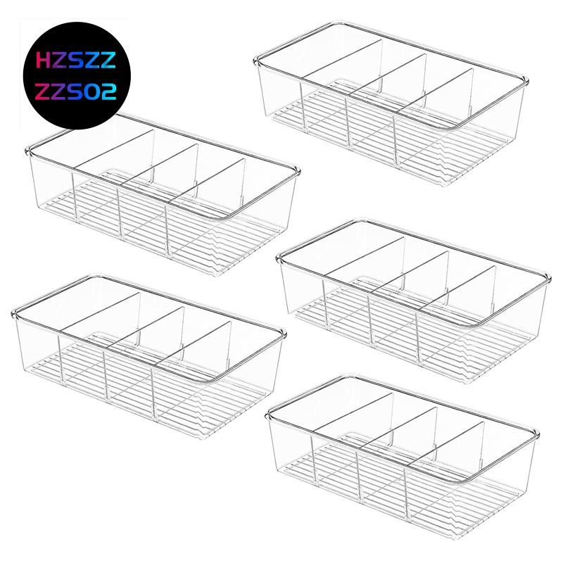 5 Pack Food Storage Organizer Bins, Plastic Removable Snack Organizer ...