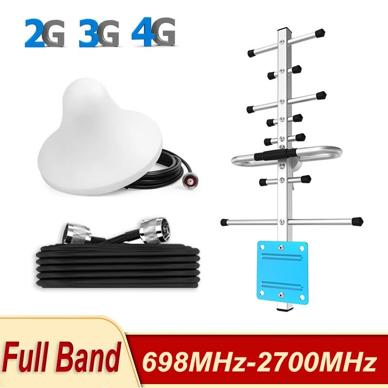 Outdoor Yagi Antenna Full Set Kits + Indoor Ceiling Antenna + 10m/15m/20m/30m Cable 698-2700MHz ...