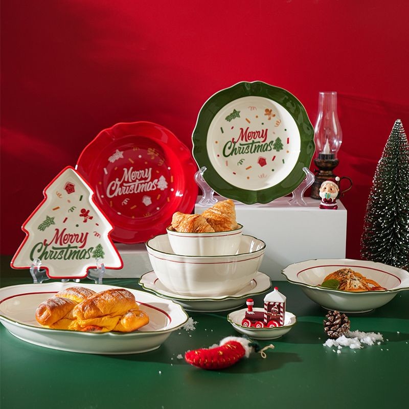 Original Christmas Ceramic Tableware Rice Bowl Plate Cute Home Bowl and ...