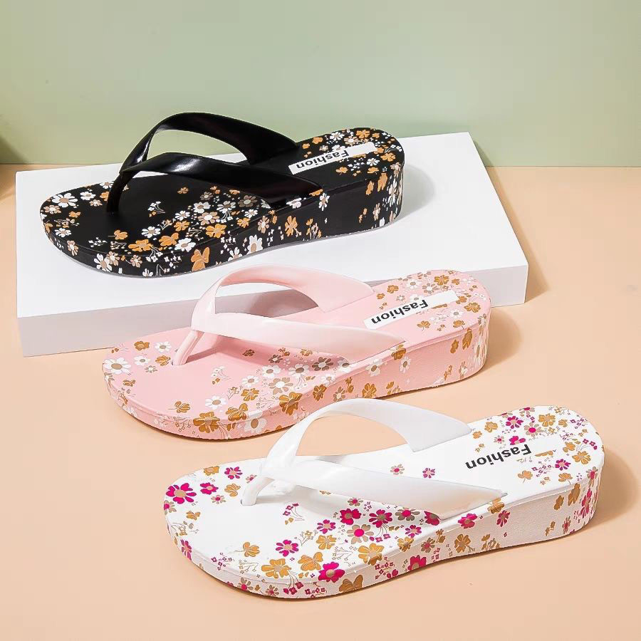 go Women's flip-flops 4 Cm Heel Lift Korean Style flip flops Non-Slip ...
