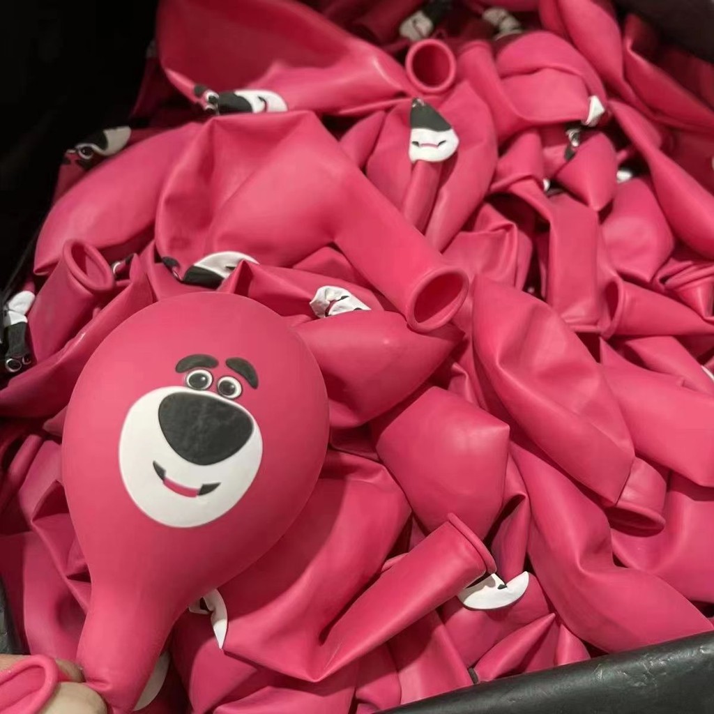 Cute cartoon pink strawberry bear Lotso balloon hug bear balloon ...