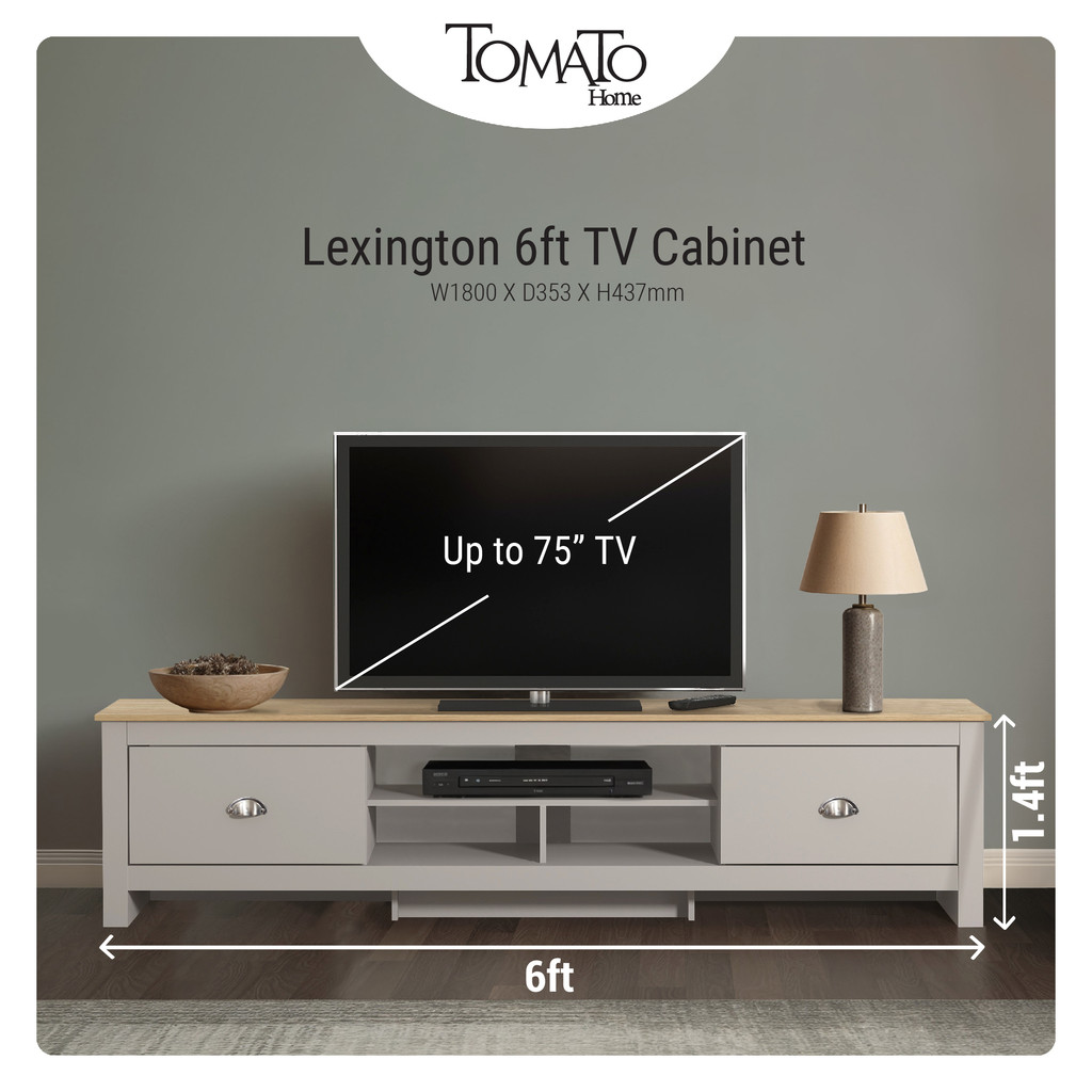 Synergy House Lexington TV Cabinet 6FT | Fits Up to 65” TV | Kabinet TV Storage Unit with ...