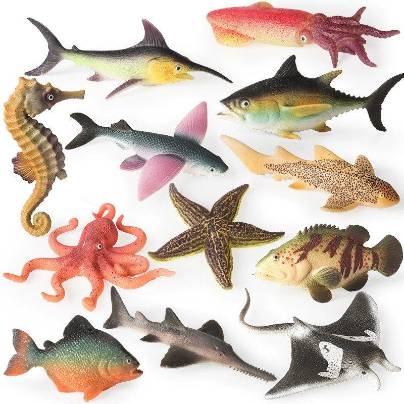 Soft rubber marine animal piranha squid seahorse swordfish tuna ...