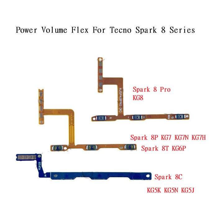 Power Volume Flex For Tecno Spark8 8C 8P 8T 8Pro KG5K KG5J KG5N KG8 KG6 ...