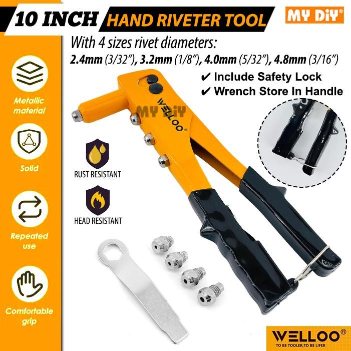 MYDIYSDNBHD - WELLOO Hand Riveter Gun Tool 10” 250mm | Shopee Malaysia