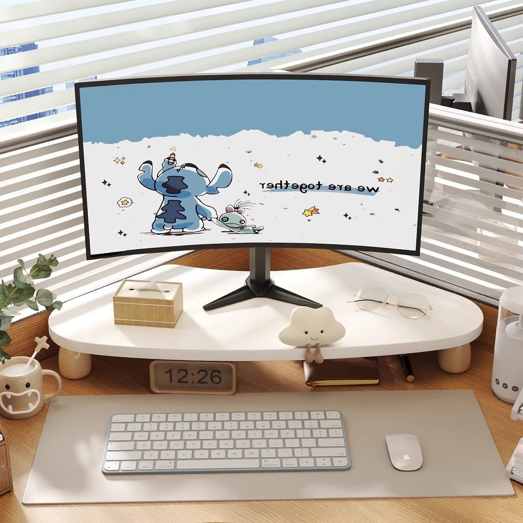 Baypu Monitor Elevated Rack Laptop Stand Office Corner Simple Storage ...