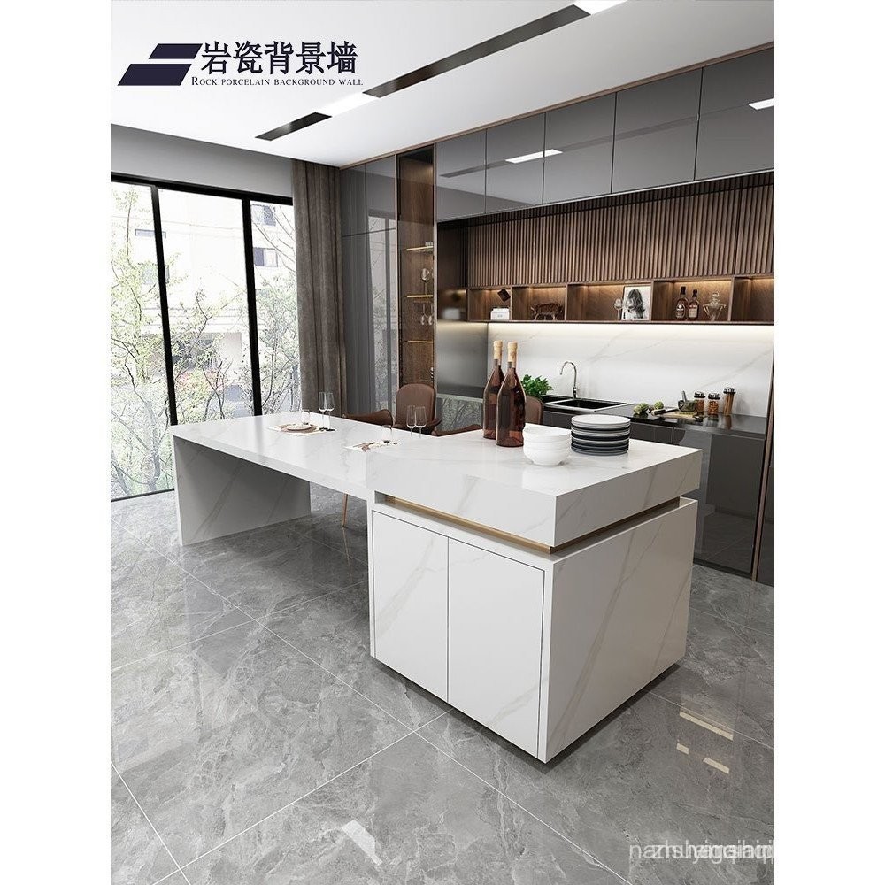 Sintered Stone Island Table Dining Table Integrated Finished Extendable ...