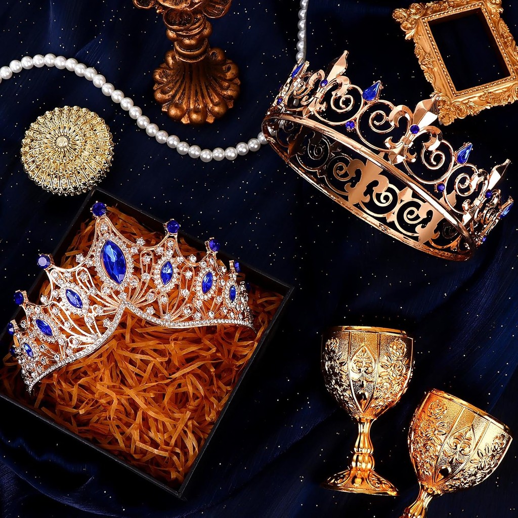 Prom King Queen Crowns Royal Crown with Blue Rhinestone Crystal Crowns ...