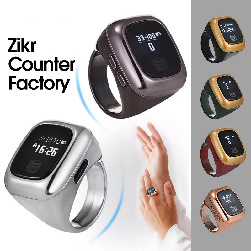 Zikr Tasbih Ring Digital Tasbih Ring LED Tally Counter With Date Time ...
