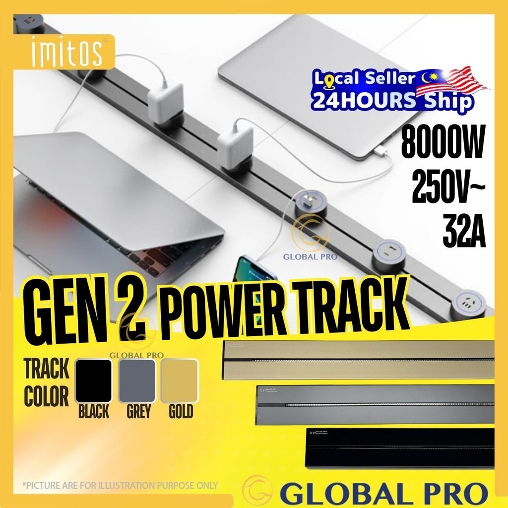 IMITOS 1000MM Gen 2 Power Track Socket Switch 8000W 32A Long Rail Bar ...