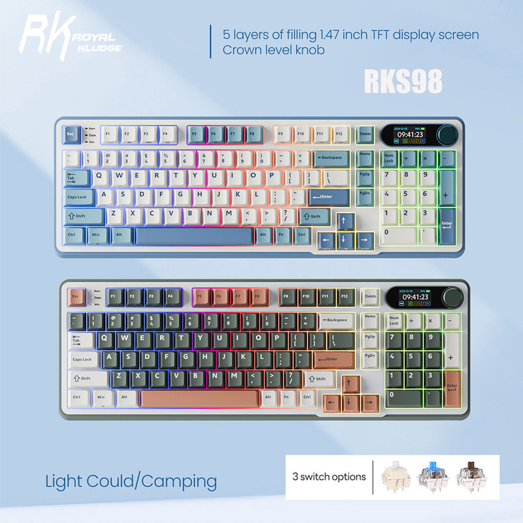 RK RK Royal Kludge RK S98 Light Cloud 98 Key Tri-Mode RGB Wired ...