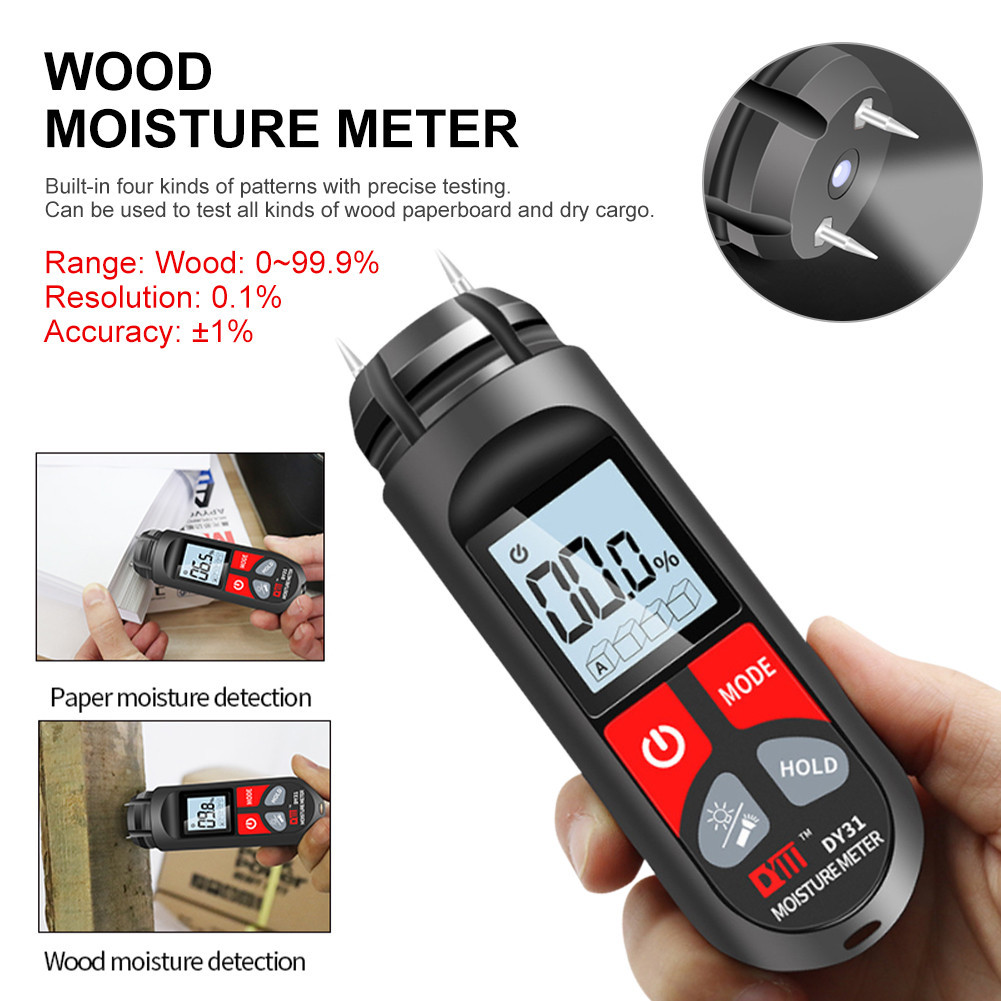 0-99.9% Digital Wood Moisture Meter Paper Humidity Tester With LCD ...