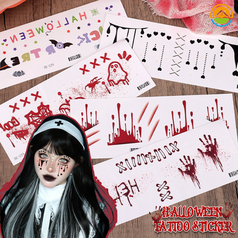 1/3Pcs Halloween Terror Scar Tattoo Stickers - Self Adhesive Waterproof ...
