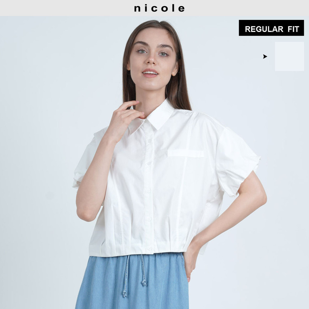 Nicole Front Button Opening Blouse with Puffed Sleeves | Shopee Malaysia