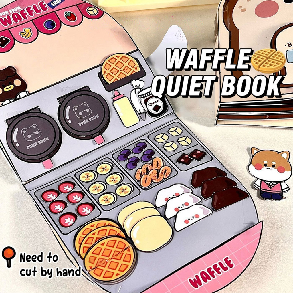Quiet Book For Toddler Cartoon Handmade Paper Food Goodies Sticker Book ...
