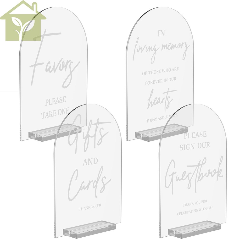 4Pcs Clear Arch Acrylic Sign with Holder Acrylic Table Wedding Sign ...