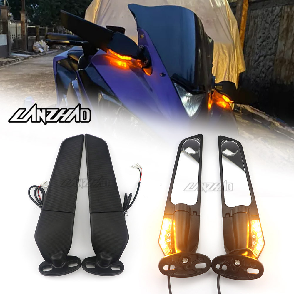 For YAMAHA R15M R15 v3 v4 Winglet Side Mirror with Light Stealth Wing ...