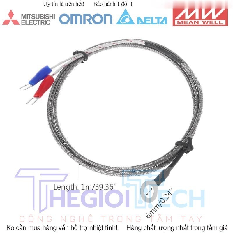Temperature Sensor Wire 6mm Type K Length 1M 2M 3M 5M Temperature ...