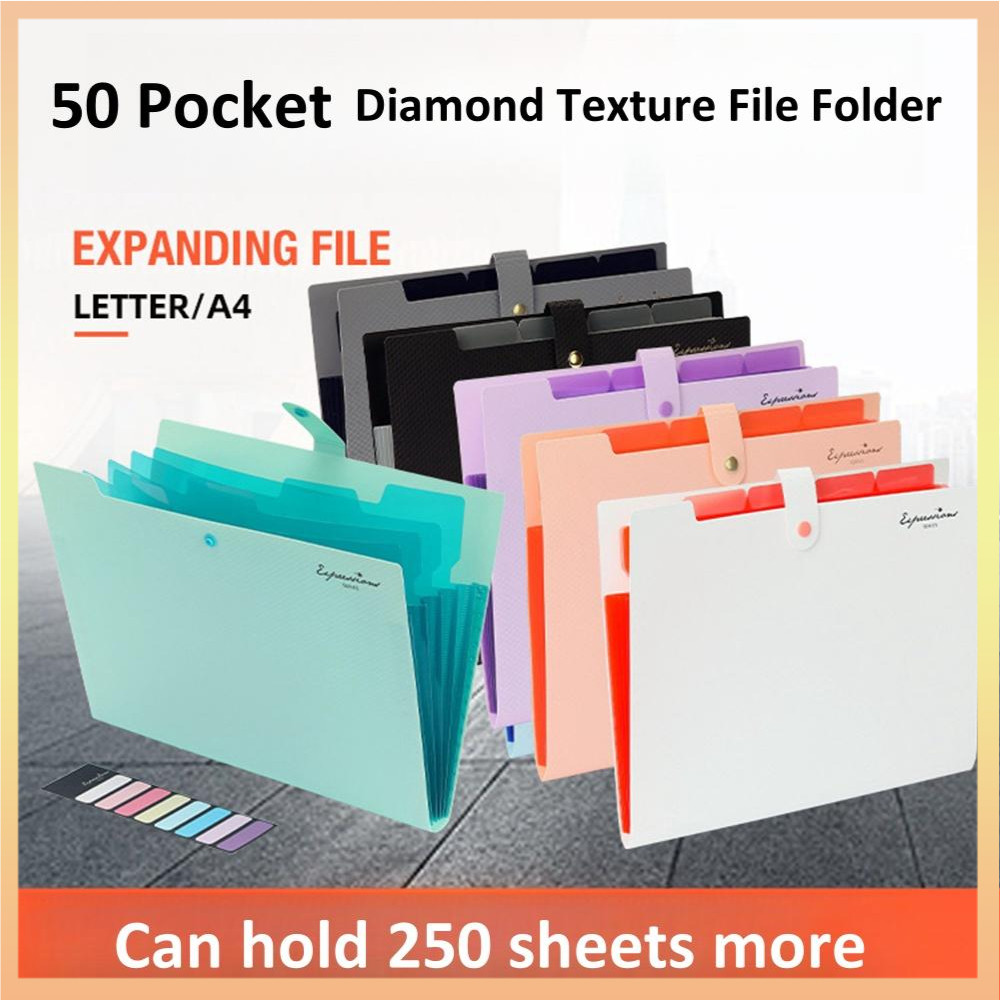 Diamond Pattern Expanding File Folder,5 Pocket Folders For Documents ...