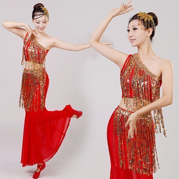 T Dance Performance Costume Peacock Dance Costume Female Dance Skirt ...