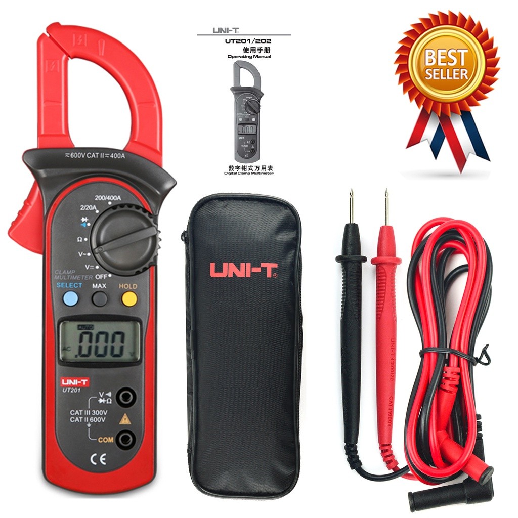 UNI-T UT201 Digital Clamp Meter DC AC Voltage AC Current Meter Auto ...