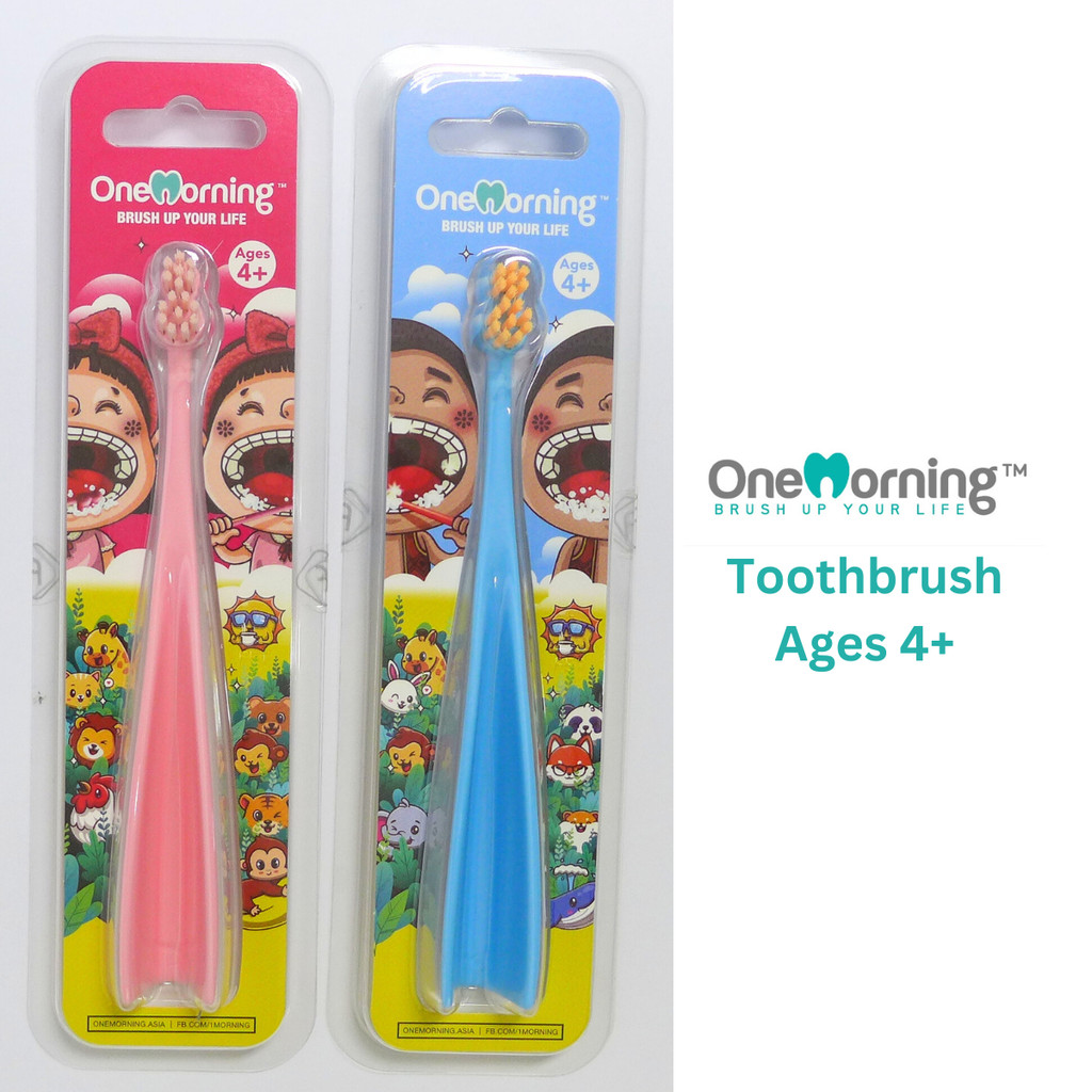 One Morning Toothbrush For Ages 4+ End-Rounded Soft Bristles For Kids ...