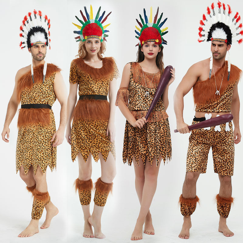Savage Costume Indian Chief Costume Primal Tribe Hunter Costume Adult ...