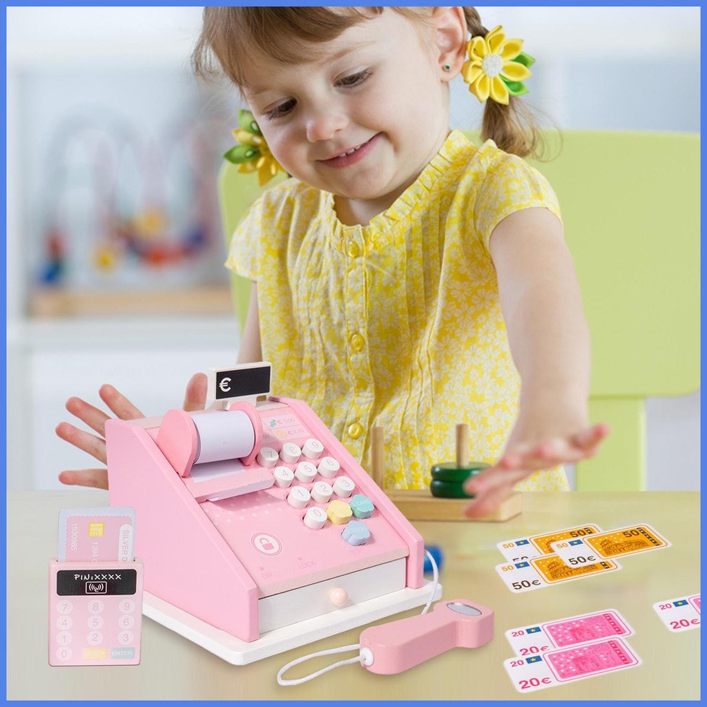 Wood Toy Cash Register Kids Cash Register Money Counting Toys Cash ...
