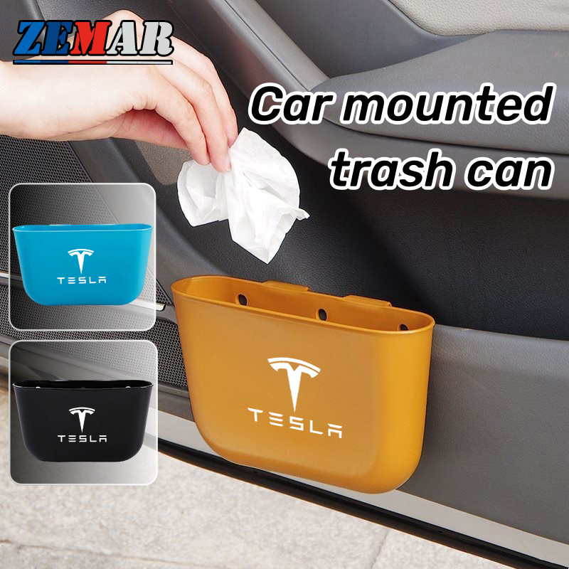 Tesla Car Inside Trash Can Hanging Dustbin Storage Box Organizer Car ...
