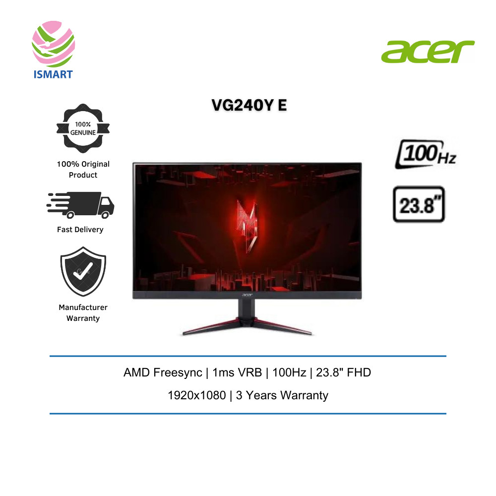 Acer Monitor Nitro VG240Y E 23.8" FHD 100Hz Flat Gaming Monitor ( DP ...