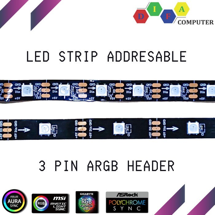 Addressable LED ARGB Strips 3 Pin Header 5V Sync RGB | Shopee Malaysia