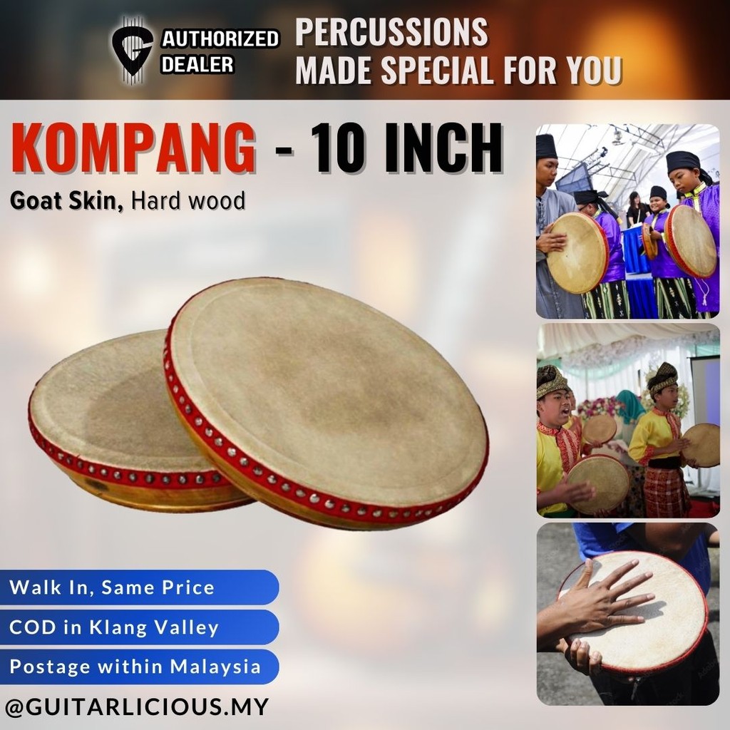 Goat Skim Kompang 10 inch / 12 inch- (EMKP 10" / 12") Kompang Tradisi ...