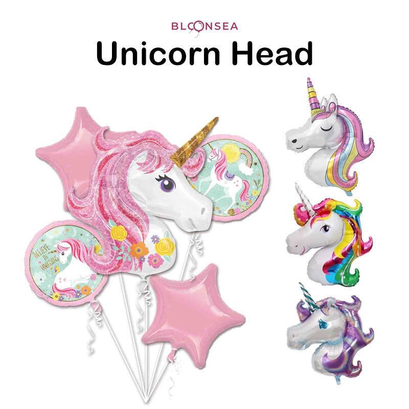 Unicorn Head Foil Balloon Series Rainbow My Little Pony Cute Horse Toy ...